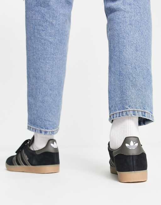 Adidas Originals Gazelle Gum Sole Sneakers In Dark Grey ASOS | atelier ...