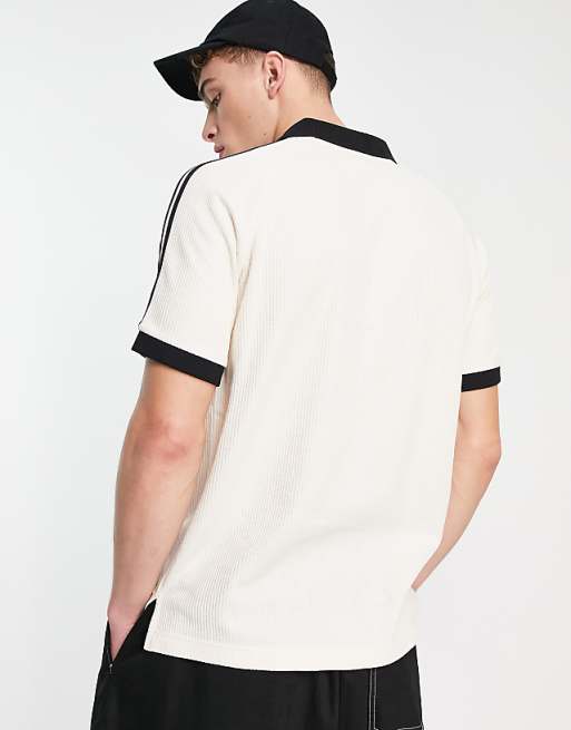 adidas Originals House Of Adicolor polo shirt in off white adidas Originals House Of Adicolor polo shirt in off white