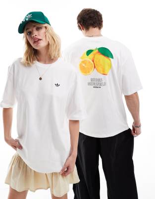 adidas Originals lemon back print graphic t-shirt in white | ASOS