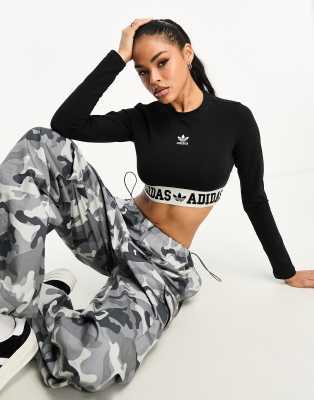 adidas Originals - Neutral Court - Crop top à manches longues - Noir | ASOS