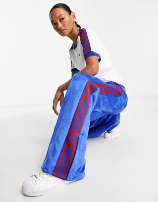 adidas Originals Retro Sport tape track pant in blue | ASOS