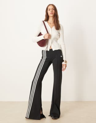 adidas Originals ribbon 3 stripe flared leggings in black | ASOS