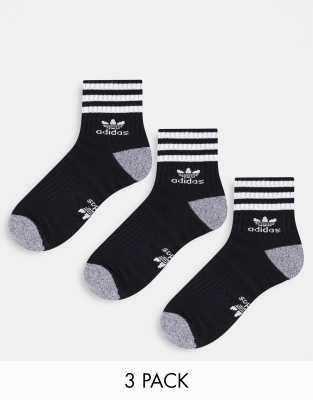adidas Originals Roller 2.0 3 pack High Quarter socks in black | ASOS
