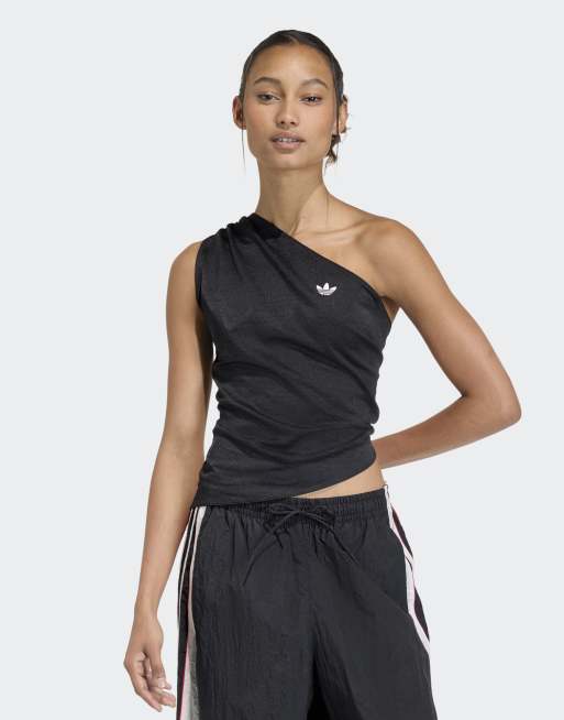 adidas Originals Rouched one shoulder top in black | ASOS