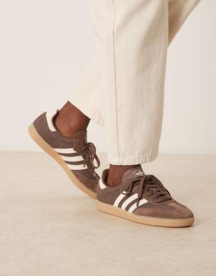 adidas Originals - Samba OG - Brune sneakers med hæklede cremehvide ...
