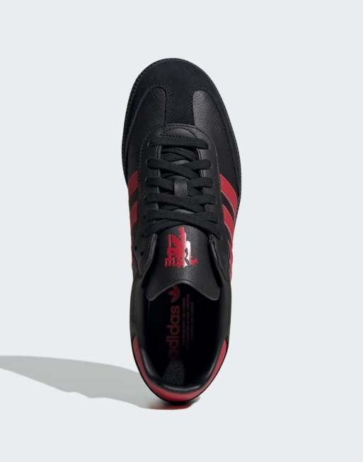 adidas Originals samba OG Manchester United trainers in black and red ...