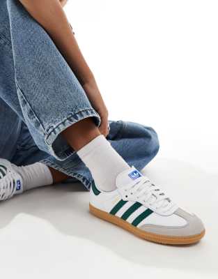 adidas Originals – Samba OG – Vita och gröna sneakers | ASOS