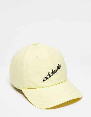 adidas Originals script logo cap in yellow | ASOS