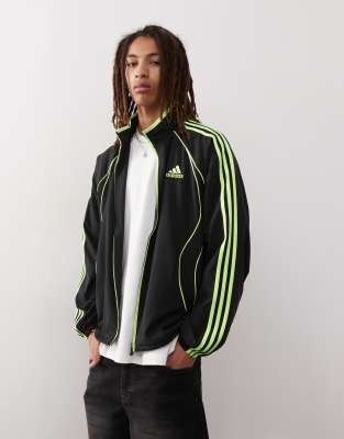 adidas Originals Teamgeist long sleeve t-shirt in black and lime | ASOS