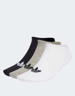 adidas Originals Trefoil Liner Socks 6 Pairs in White, black & grey | ASOS