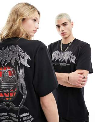 adidas Originals unisex gothic graphic t-shirt in black | ASOS