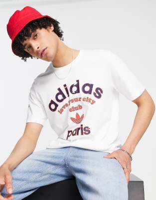 adidas Originals – Vit t-shirt med Paris-logga | ASOS