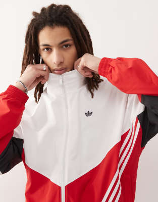 adidas Originals woven track top in white and red | ASOS