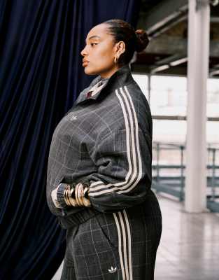 adidas Originals x ASOS oversized track jacket in grey check | ASOS