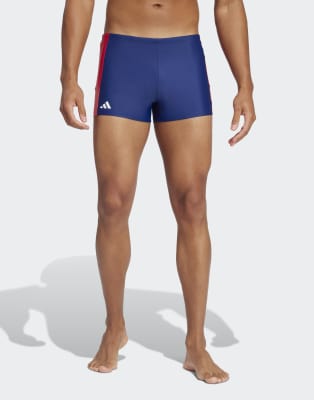 adidas performance Colorblock swim boxers in dark blue / pure ruby ...