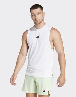 adidas Performance D4T tank top with small chest trefoil in white | ASOS