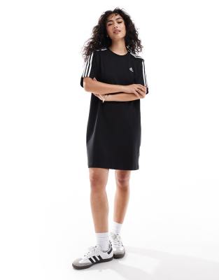 adidas Performance essentials 3-stripes boyfriend t-shirt dress in ...