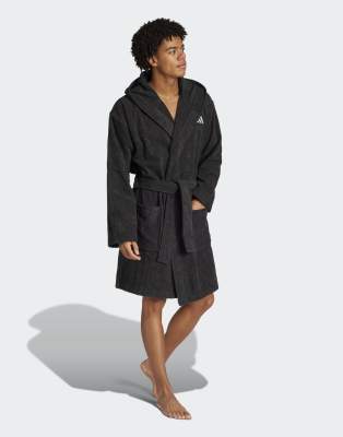 adidas performance Hooded bathrobe in black | ASOS