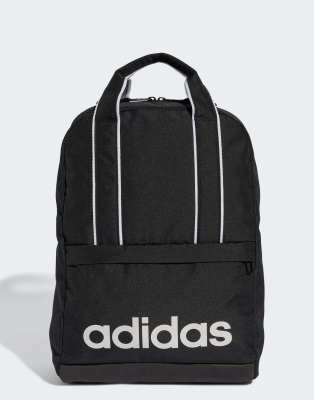 adidas performance Linear essentials backpack in black / silver ...