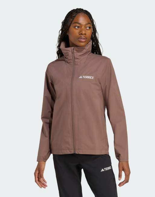 adidas performance Multi essentials 2l rain jacket in brown | ASOS