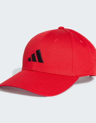 adidas performance New logo baseball cap in pure ruby / black | ASOS