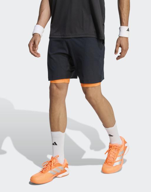 adidas performance Tennis climacool shorts & inner shorts set in black ...