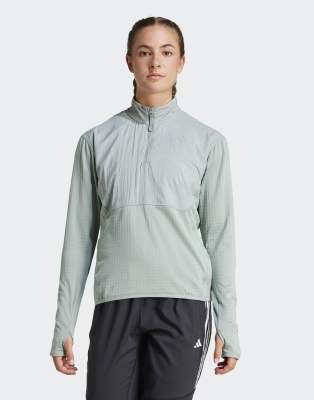 adidas performance Ultimate hi vis reflective 1/2-zip top in silver ...
