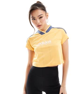 adidas Retro Football crop top in yellow | ASOS