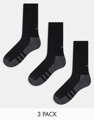 adidas Running 3 pack crew socks in black | ASOS