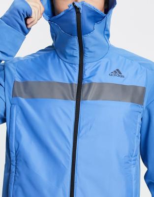 adidas Running Cold Rdy jacket with face covering in blue | ASOS