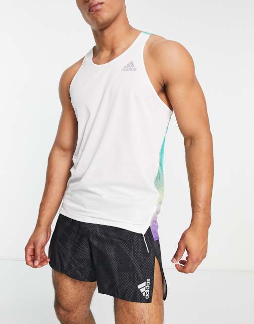 adidas Running Own The Run gradient side panel vest in white | ASOS