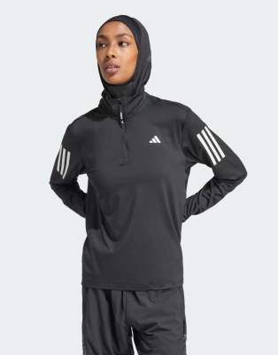 adidas Running Own The Run half-zip jacket in black | ASOS