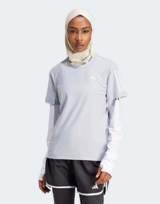 adidas Running Own The Run tee in grey | ASOS