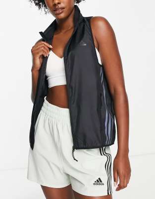 adidas Running Run Icons 3 stripe vest in black | ASOS