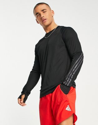 adidas Running Run Icons long sleeve t-shirt in black | ASOS
