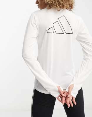 adidas Running Run Icons long sleeve top in white | ASOS