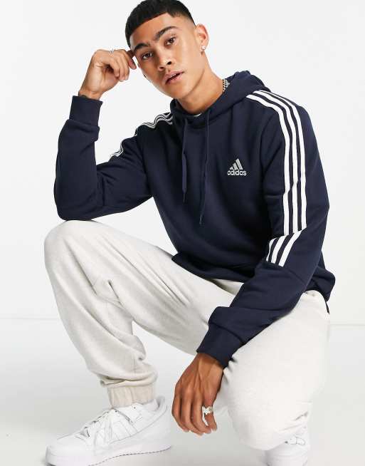 adidas Sportswear hoodie with three stripe in navy | ASOS