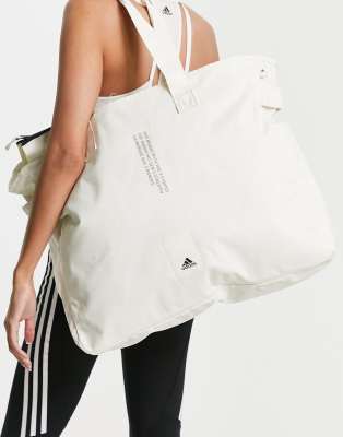 adidas Sportswear logo tote bag in off white | ASOS