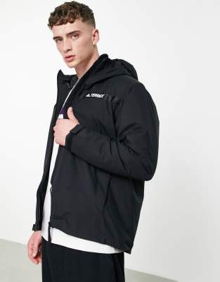 adidas Terrex RAIN.RDY Two-Layer rain jacket in black - BLACK | ASOS
