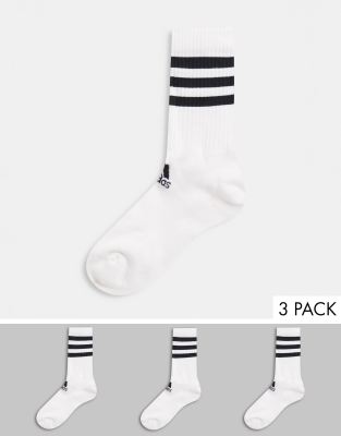 adidas Training 3 pack 3-stripe ankle socks in white | ASOS