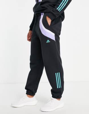 adidas Training colour block panelled cuffed joggers in black | ASOS