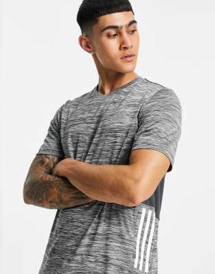 adidas Training gradient 3 stripe t-shirt in grey | ASOS