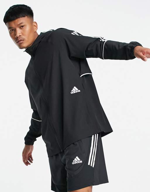 adidas Training jacket with three stripe in black | ASOS