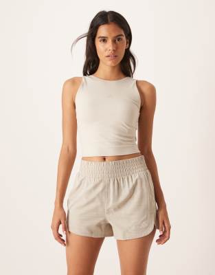 adidas Training Pacer high waisted 3"" shorts in stone | ASOS