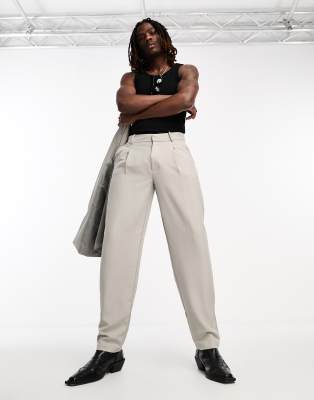 ADPT loose fit high rise suit pants gray | ASOS