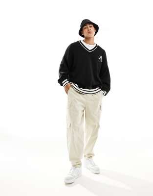 ADPT oversized cricket jumper in black & white | ASOS