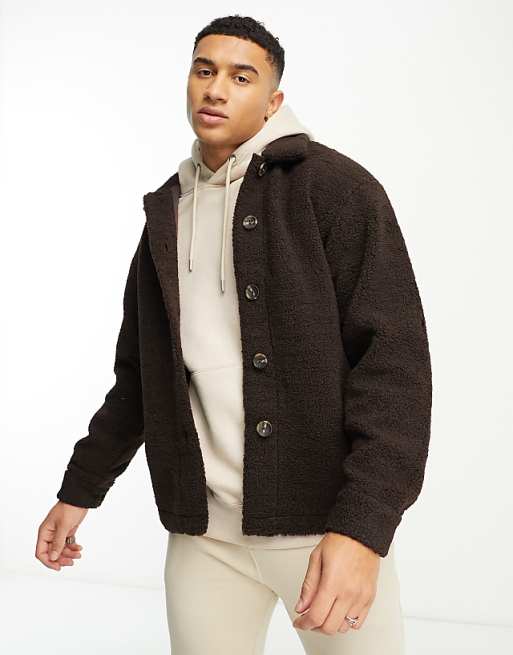 ADPT - Oversized overshirt van teddy borg in chocoladebruin | ASOS ADPT - Oversized overshirt van teddy borg in chocoladebruin | ASOS