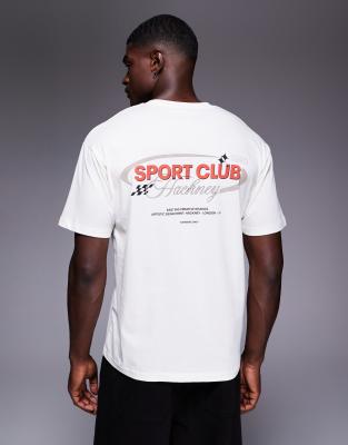 ADPT oversized t-shirt with Sport Club print in egret | ASOS