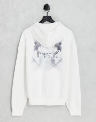 ADPT washed oversized hoodie with wolf back print in white | ASOS