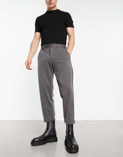 ADPT wide fit smart pants in dark gray | ASOS